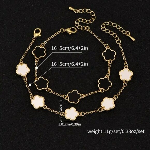 Jewelry | Five Leaf Clover Design Motif Bracelets Set Of 2 | Poshmark